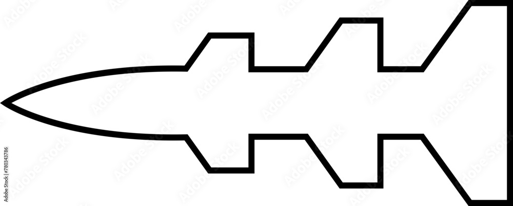 Missile icon in line style editable stock. Combat rocket weapons ...