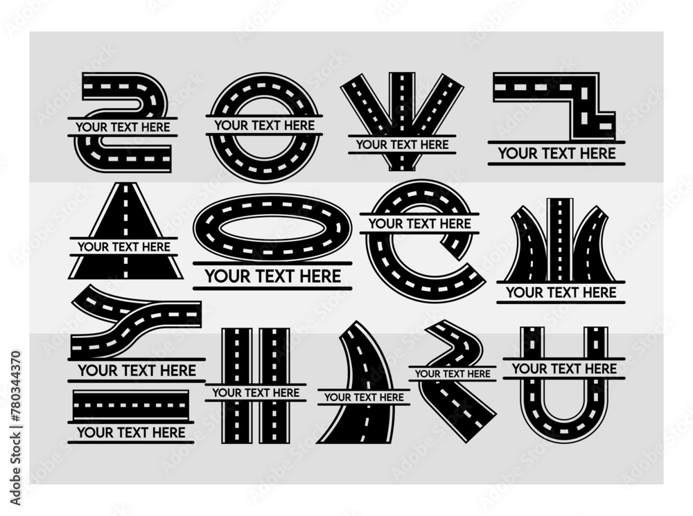 Vetor de Road Split Monogram | SVG Bundle | Highway | Bending Svg ...