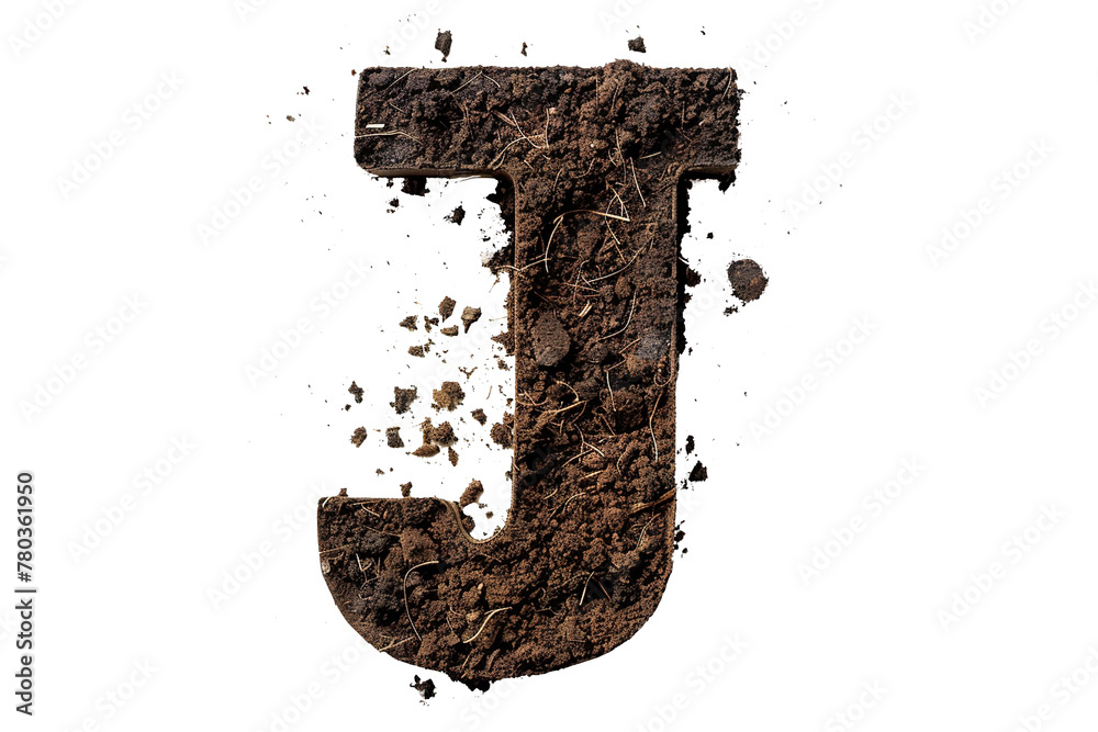 Dirt alphabet letter J, soil isolated on transparent background Remove ...