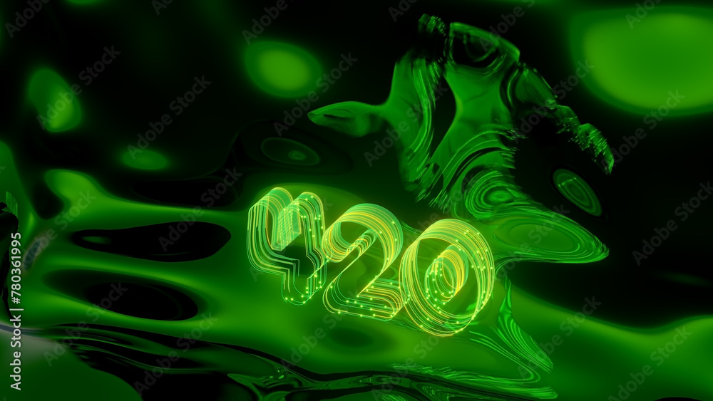Neon 420 Glow :Groovy light lines coil around a pulsating neon "420" in ...