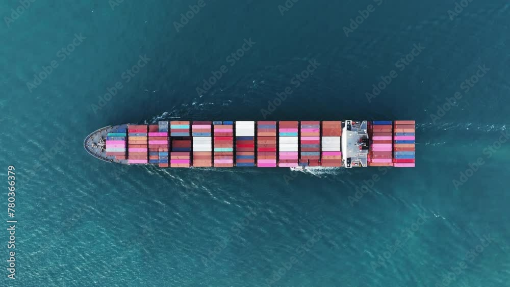 Top view Cargo Container ship the ocean ship carrying container and ...
