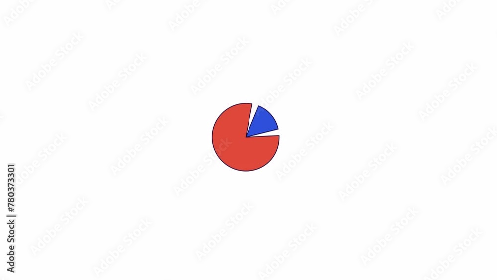 Piechart segments line 2D object animation. Analysis pie chart slice ...