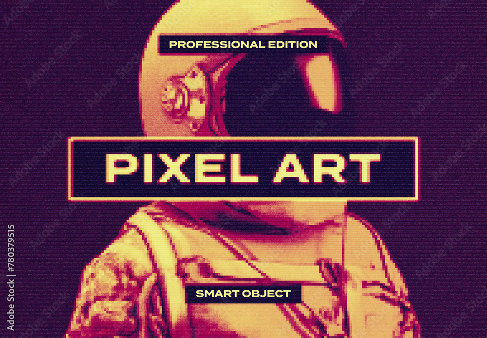 Pixel Art Photo Effect Paper Texture Template Mockup Overlay Style ...