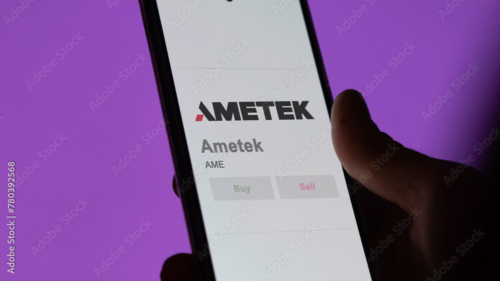 April 04th 2024. The logo of Ametek on the screen of an exchange ...