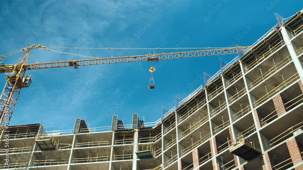 Formwork for creating reinforced concrete slabs lifted on a crane Stock ...