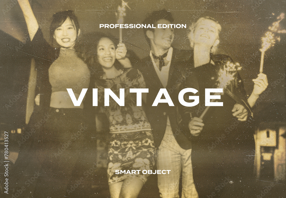 Vintage Old Retro Film Frame Photo Effect Paper Texture Template Mockup ...