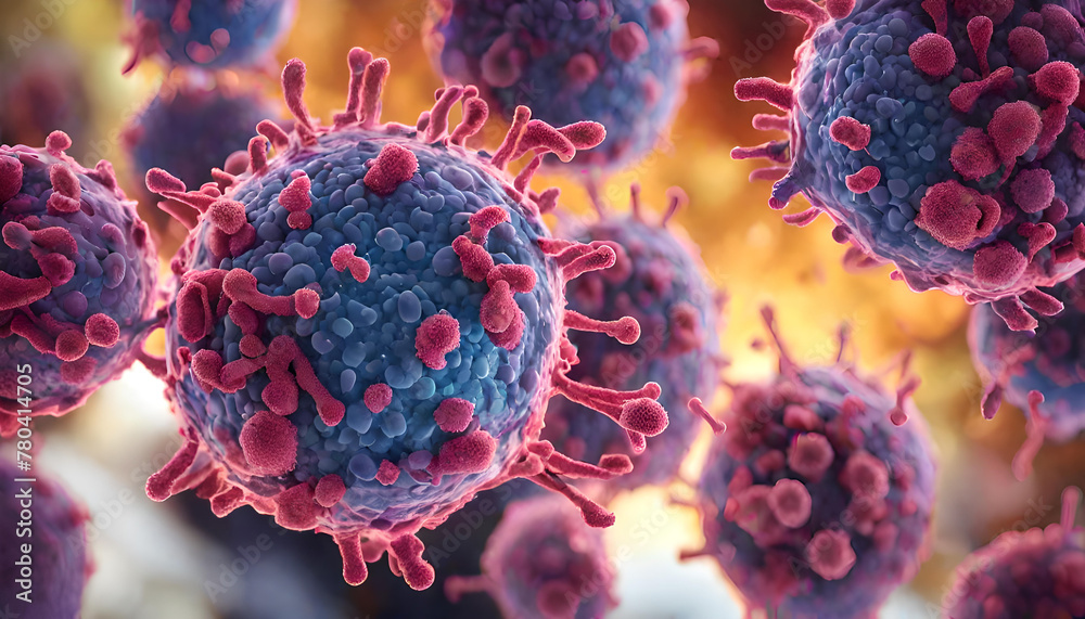 Immune cells within the human body as they combat pathogens under the ...