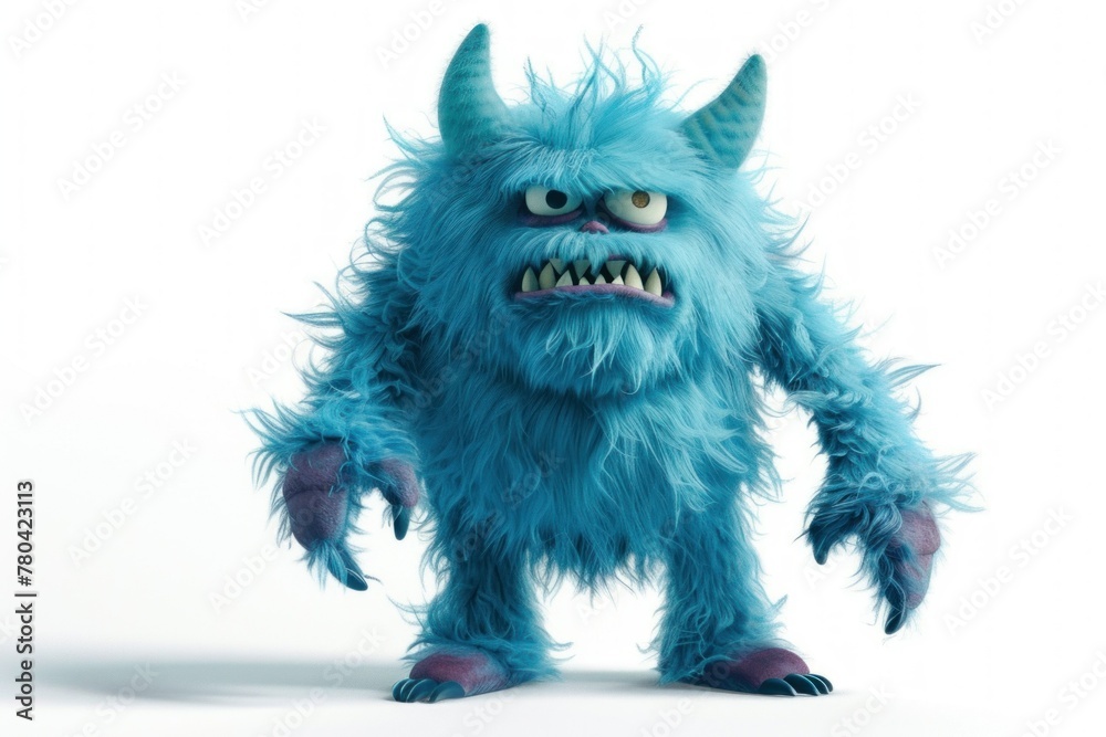 Ugly monster with a tired and depressed expression, fabulous creature ...