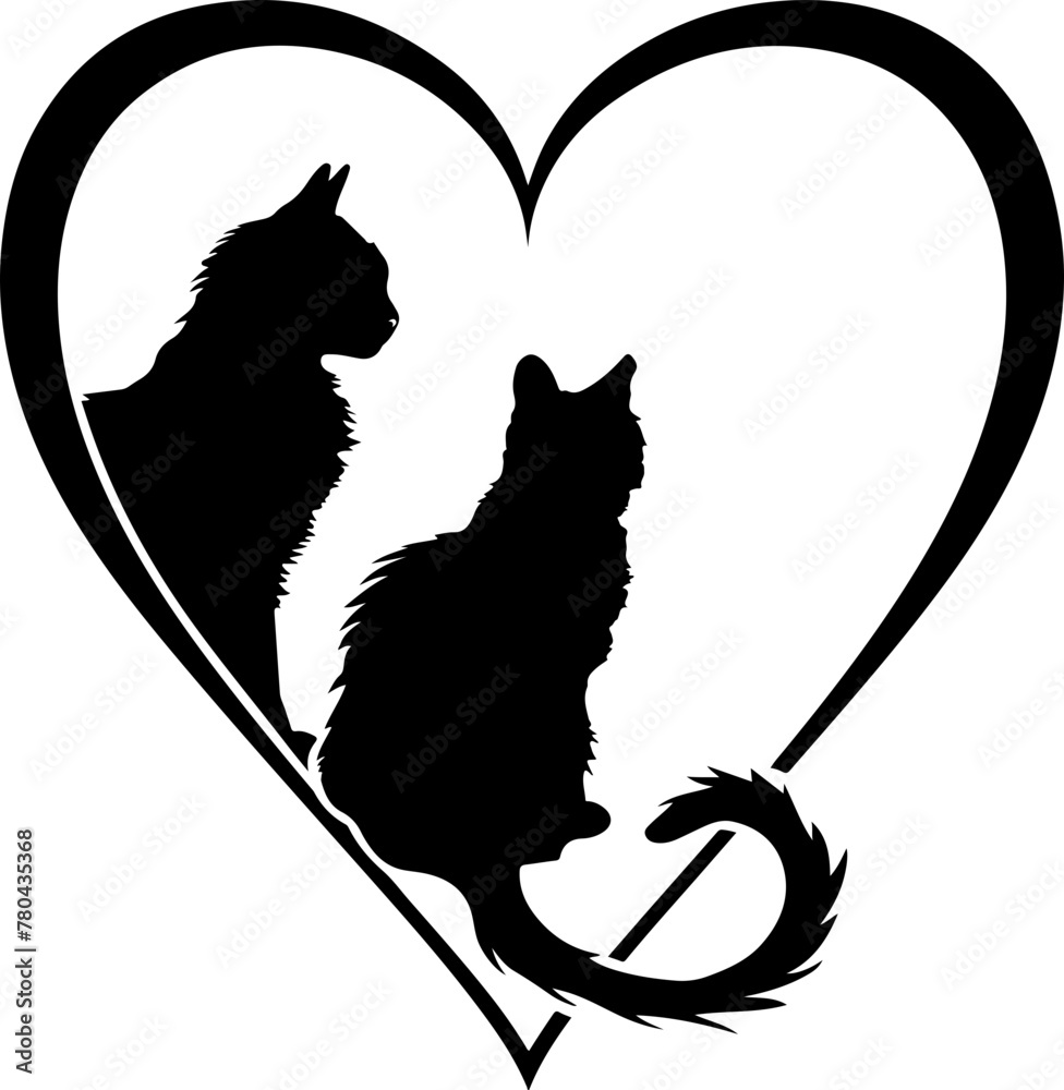 Vetor do Stock: Cat Heart SVG, Cat SVG bundle, cat silhouette svg ...