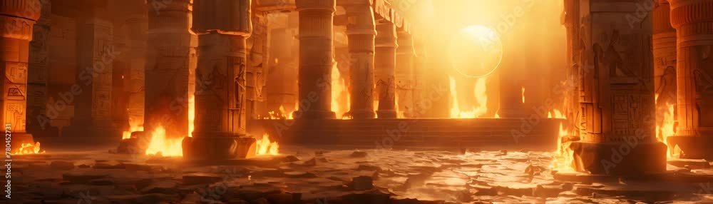 Vidéo Stock An ancient Egyptian temple is on fire. The flames are ...