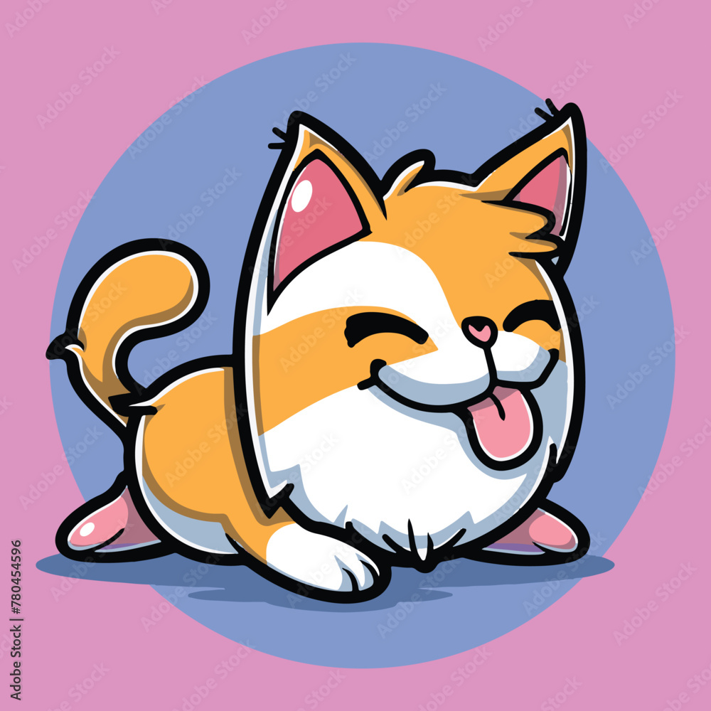 Cute funny silly kitty cat cartoon character vector illustration Stock ...