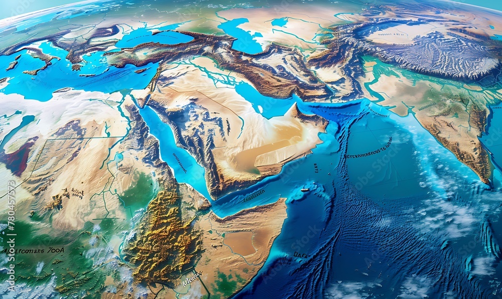 topography of the Arabian Peninsula and Middle East through detailed ...