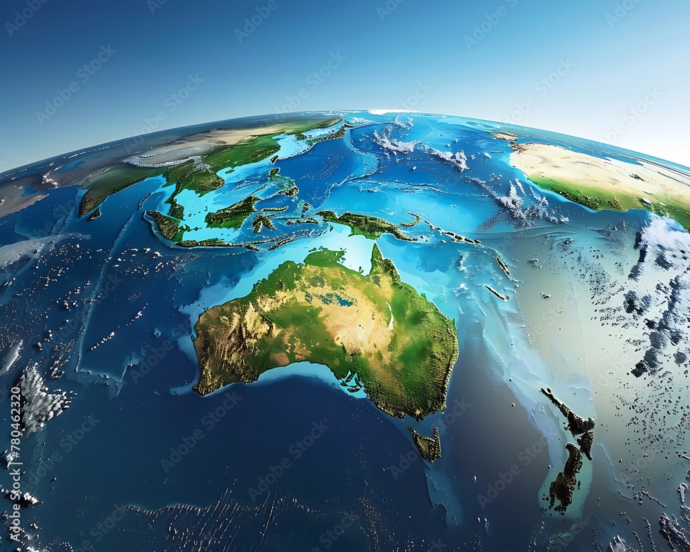 Detailed physical map of Australia with high-resolution. Flatten ...
