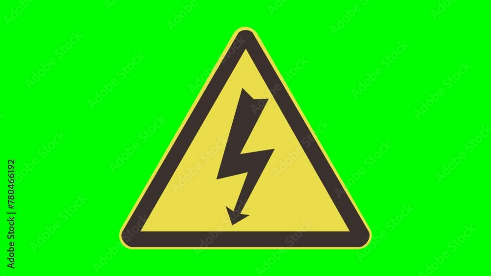 Appearance of the yellow and black triangular danger sign with the ...