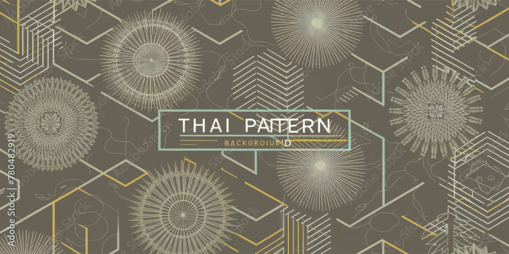 seamless Thai pattern background in a contemporary color palette ...