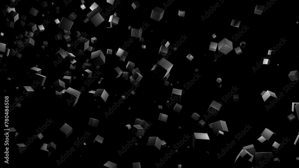 3d Abstract Dark Geometric Background With Gray Cubes Flash With