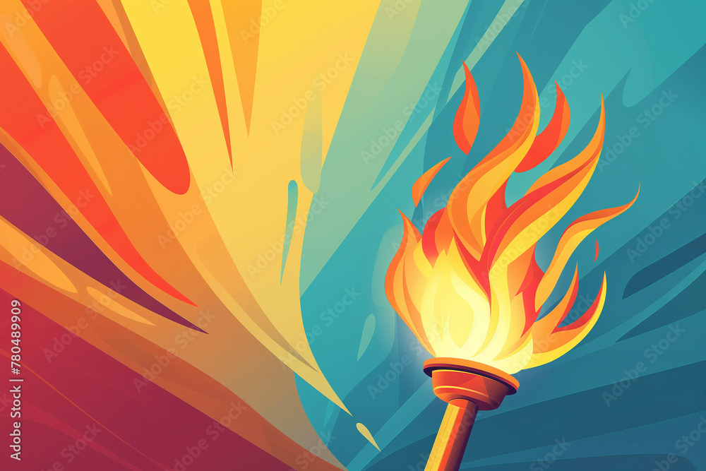 Olympic fire torch colorful illustration. Olympic flame, summer games ...