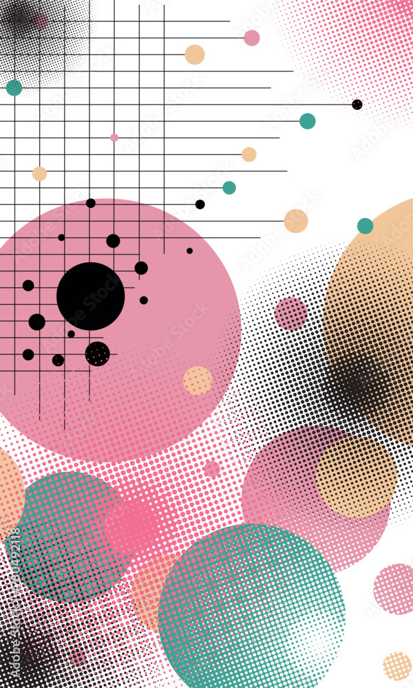 Vertical Background. Background with circles and lines. Technological ...