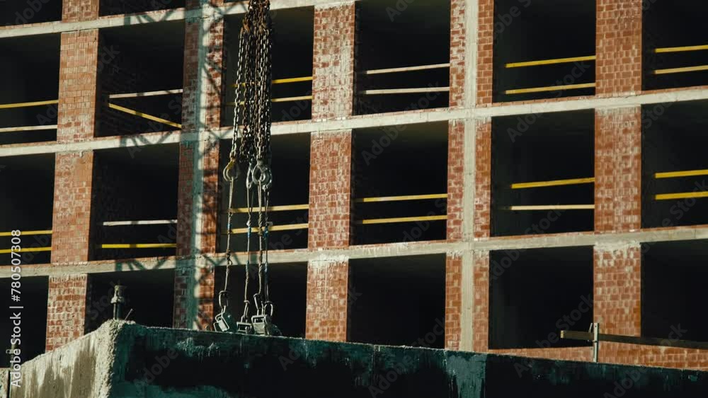 Formwork for creating reinforced concrete slabs lifted on a crane Stock ...