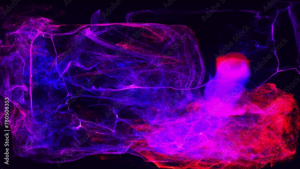 Glow particles spread in camera like Ink effect. Emitter ball emit ...