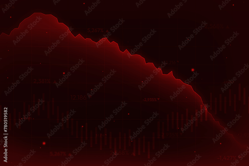 Red Graph going down with bars and lines background, economy and ...