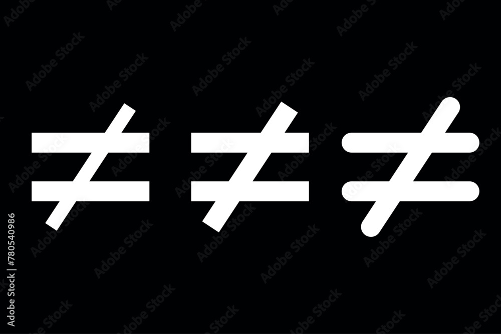 Inequality Equals Sign With Line Through Set Stock Vector | Adobe Stock