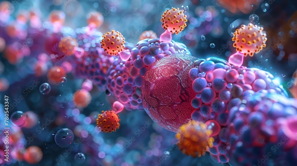 ภาพประกอบสต็อก A 3D rendering simulates the structure of a cell ...