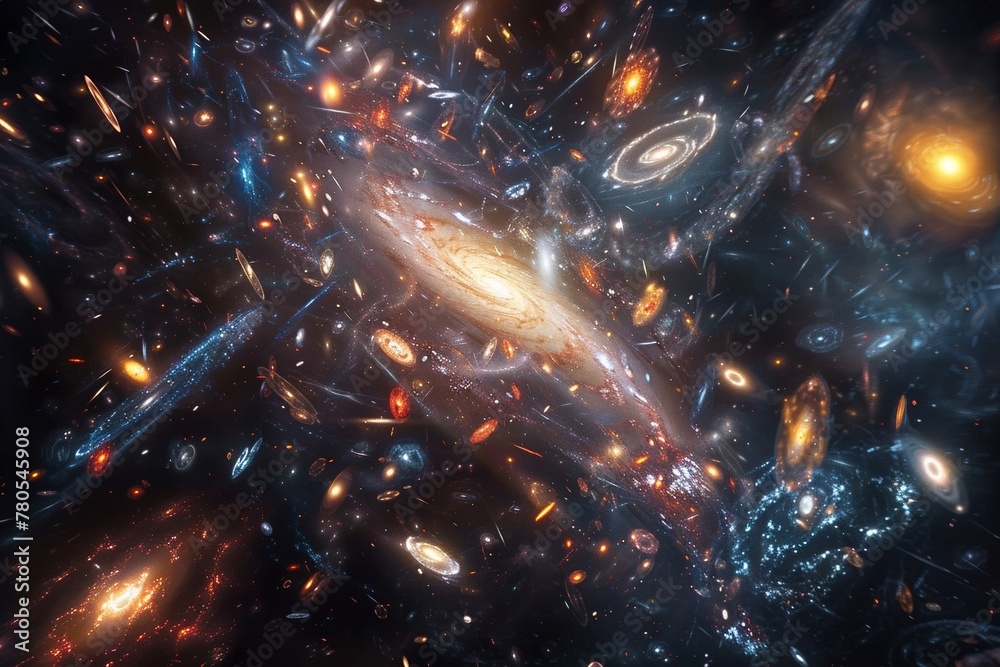 galaxy cluster With galaxies of all shapes and sizes gathered together ...