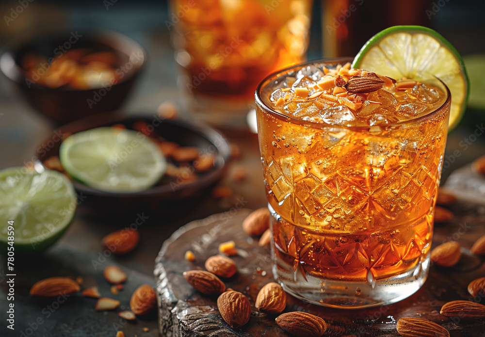 Mai Tai - rum cocktail with lime and almonds. Summer vacation ...