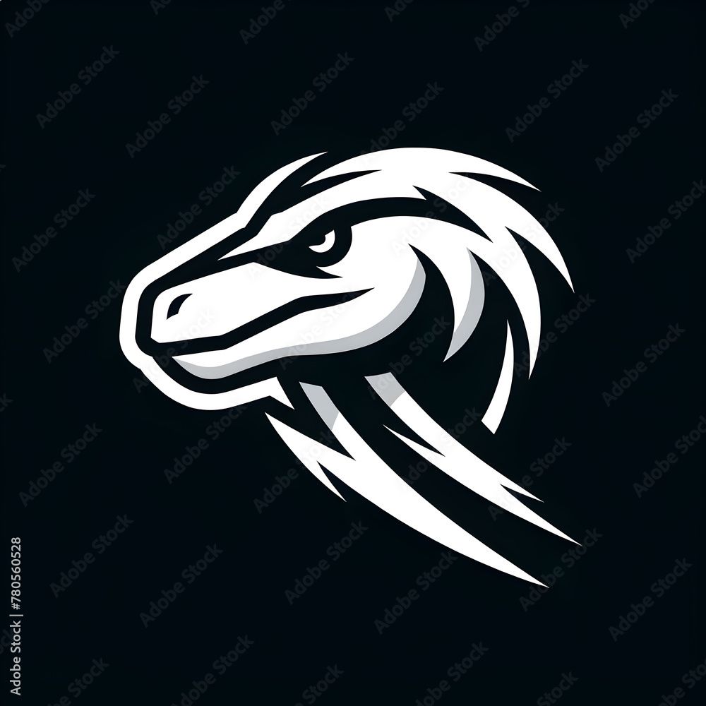raptor head black and white simple minimalistic logo icon tattoo vector ...