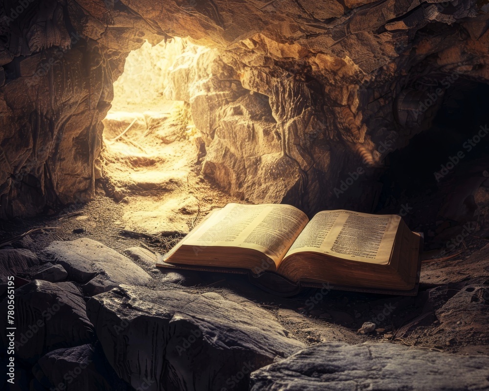 Old mysterious scrolls in a retro setting an ancient Bible revealing ...