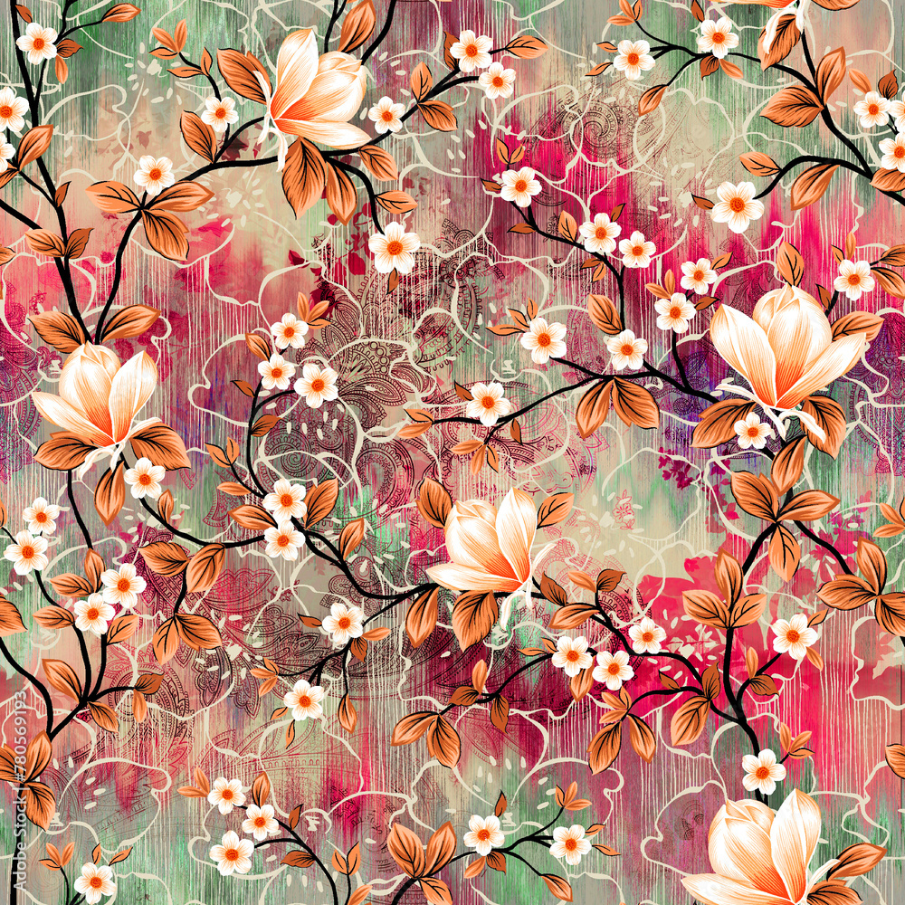 ALL OVER DESIGN . FLOWER ALL OVER. digital printing textile pattern ...