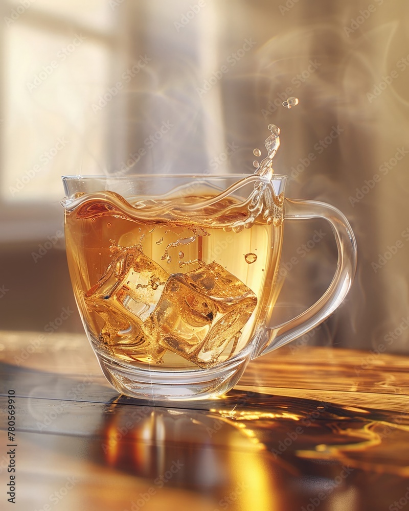 A cup that, when held, fills with a drink mirroring the holders current ...