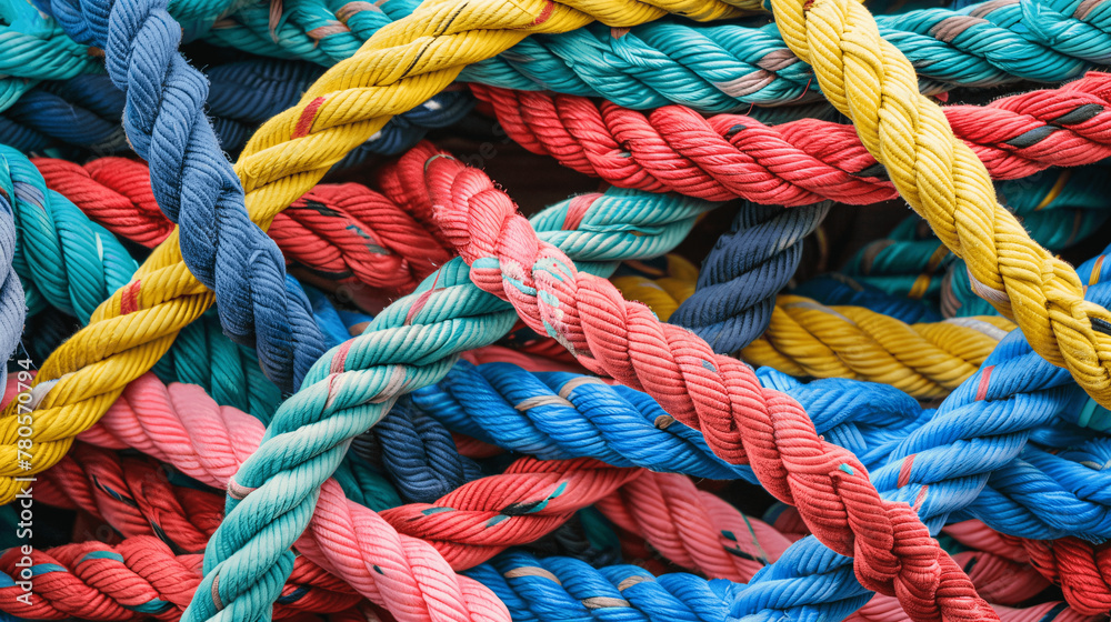 Team rope diverse strength connect partnership together teamwork unity ...