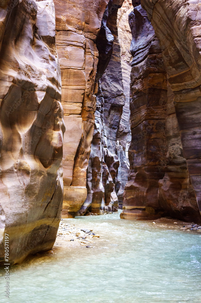 Jordan. Wadi Al Mujib Canyon in Wadi Mujib Nature Biosphere Reserve ...