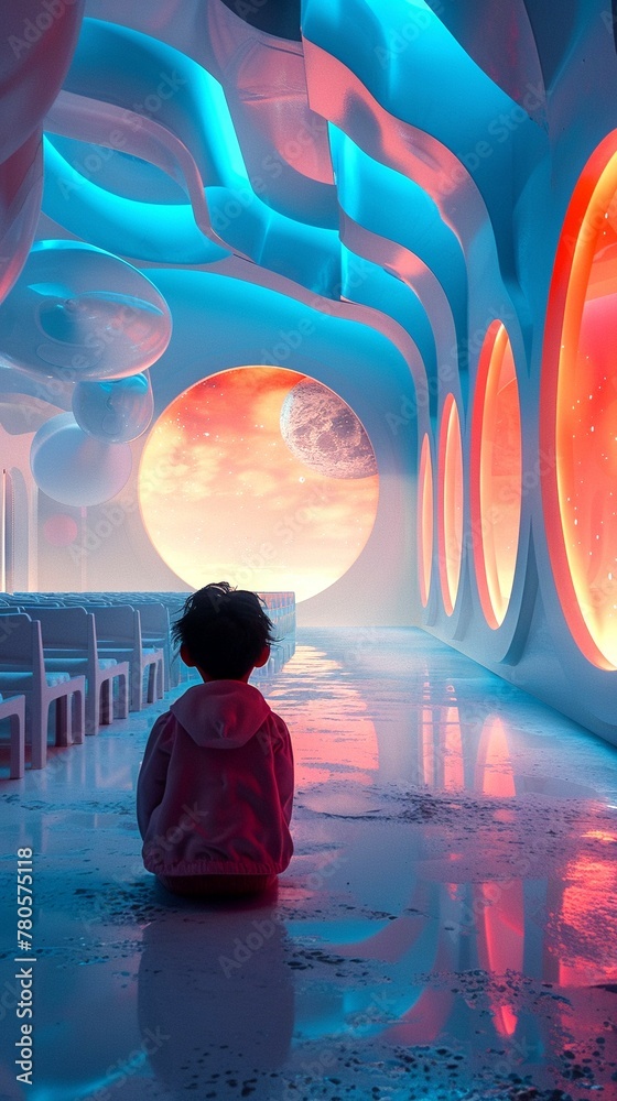 future with 3D minimal whimsical artwork depicting a futuristic ...