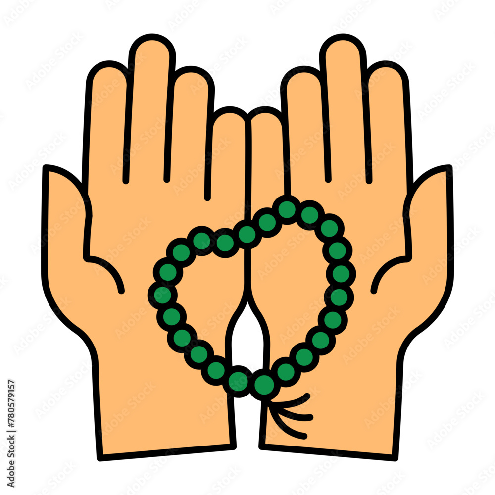Raising Hand for Prayer with Bead Tasbih concept, dua to recite at ...