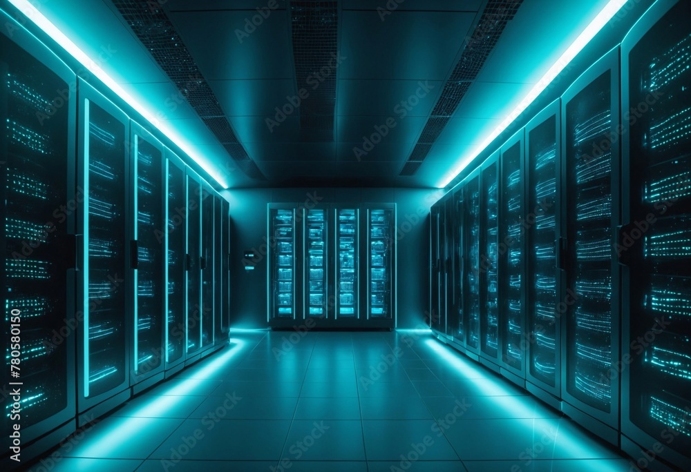 Futuristic server room design with advanced server racks for optimal ...