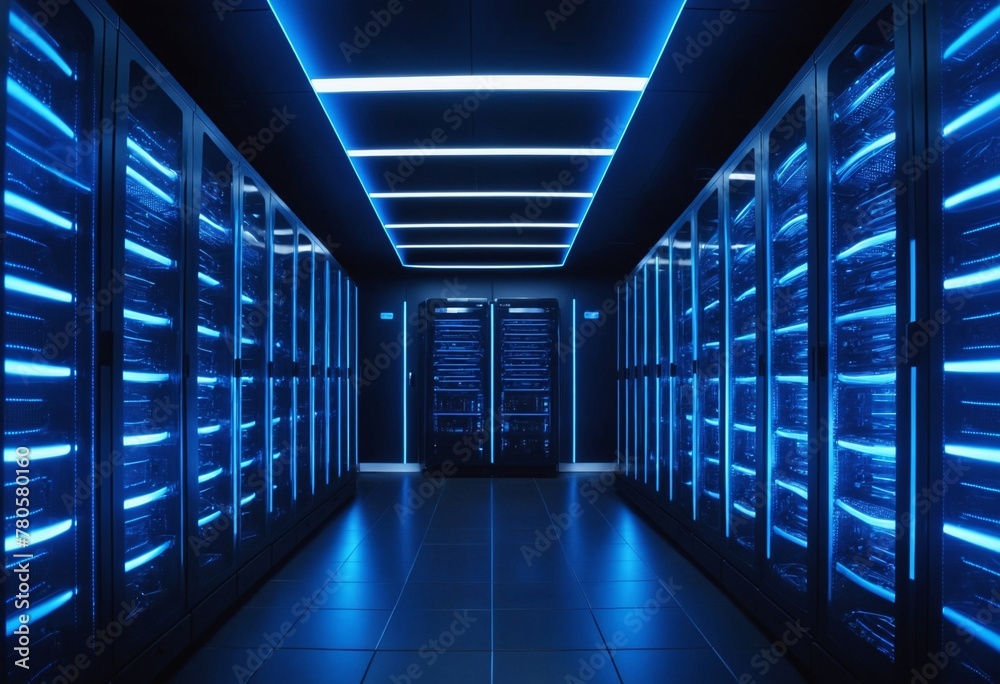 Futuristic server room design with advanced server racks for optimal ...