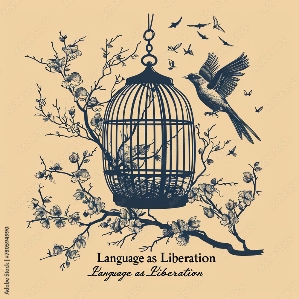 3 color logo featuring a bird flying out of its cage using line art ...