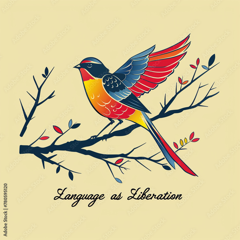 3 color logo featuring a bird flying out of its cage using line art ...