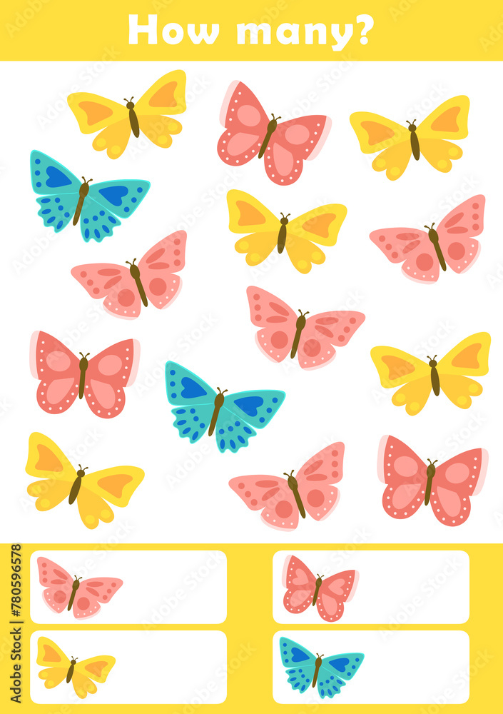 Counting children game cartoon. I spy game for toddlers. Find and count ...