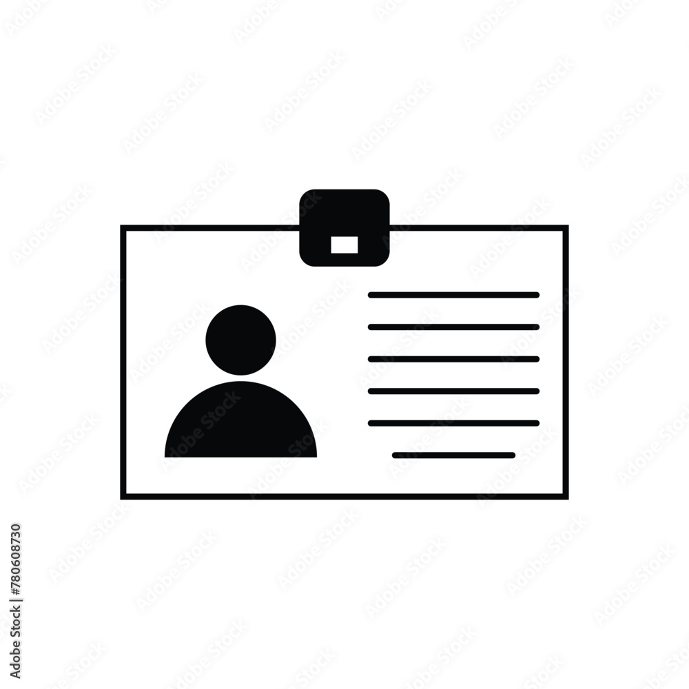 ID Card icon vector sign and symbol isolated on white background, ID ...