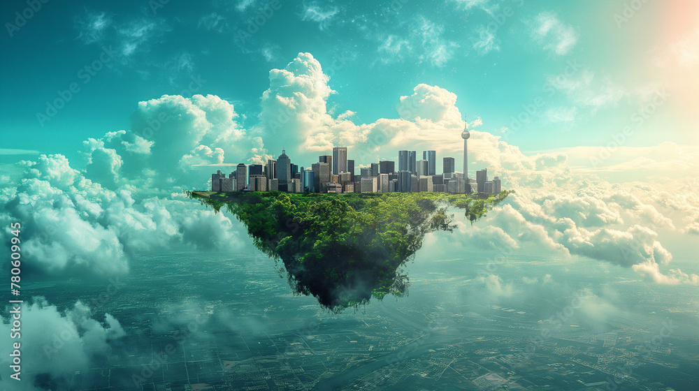 Nigeria floating on a visual planet with the sky as a background using ...