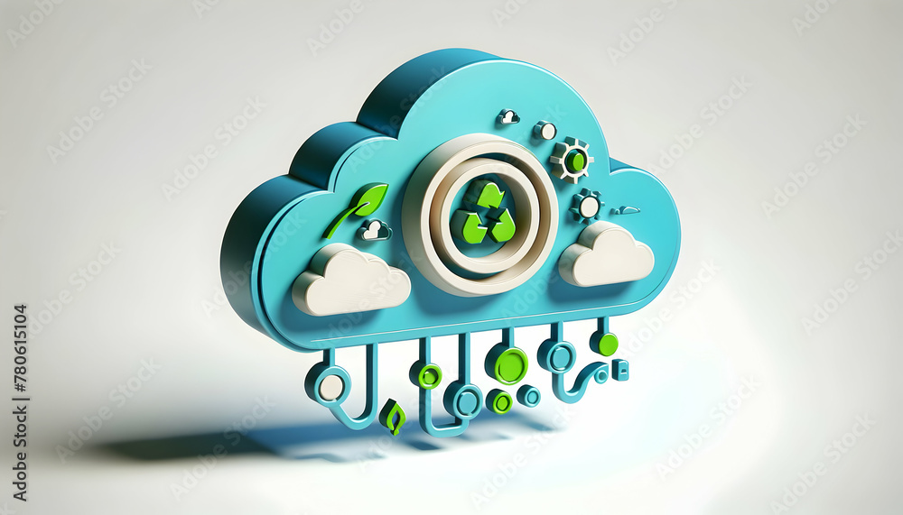Carbon Neutral Cloud Solutions Icon in 3D for Climate-Friendly ...