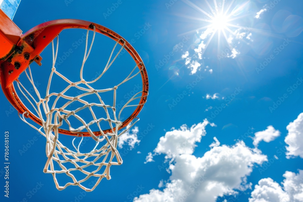 Basketball Scoring in Hoop with Backboard and Indoor Court Lights ...