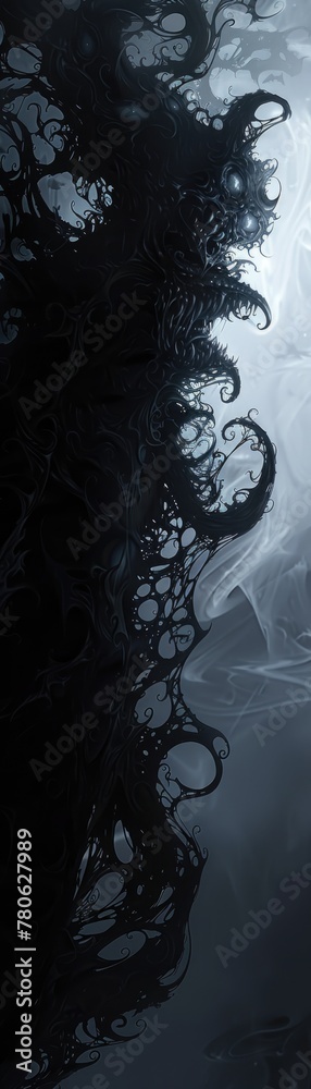 Detailed nightmare monster, emerging from the shadows of a dream Stock ...