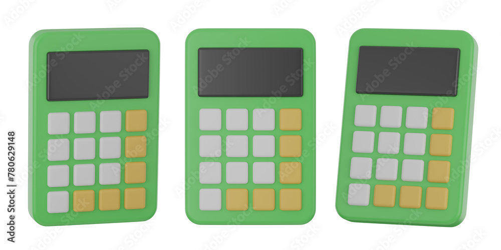set of 3d calculator with transparent background, PNG, 3d render ...