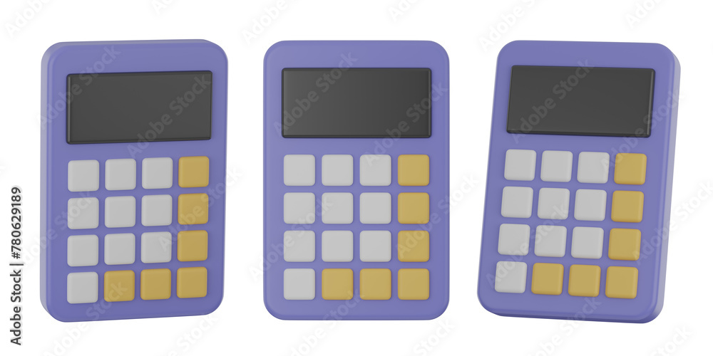 set of 3d calculator with transparent background, PNG, 3d render ...
