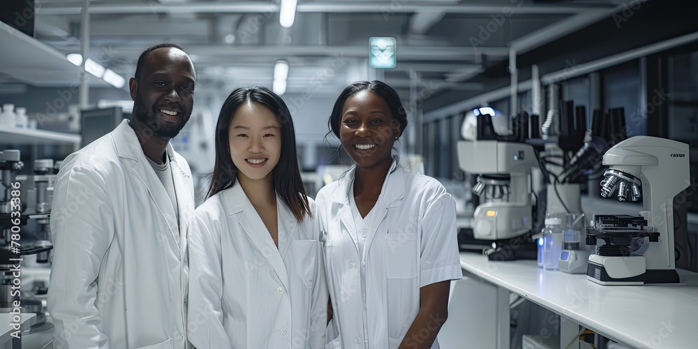 International group of scientists - African-American and Asian woman ...
